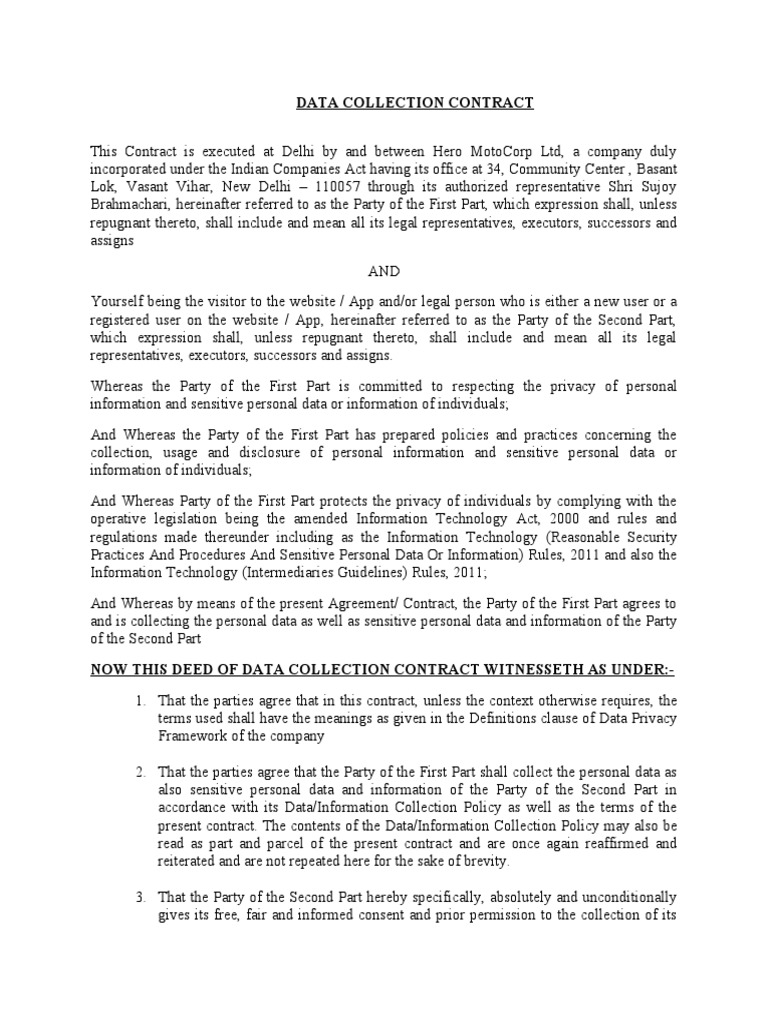 Data Collection Contract | PDF | Information | Privacy