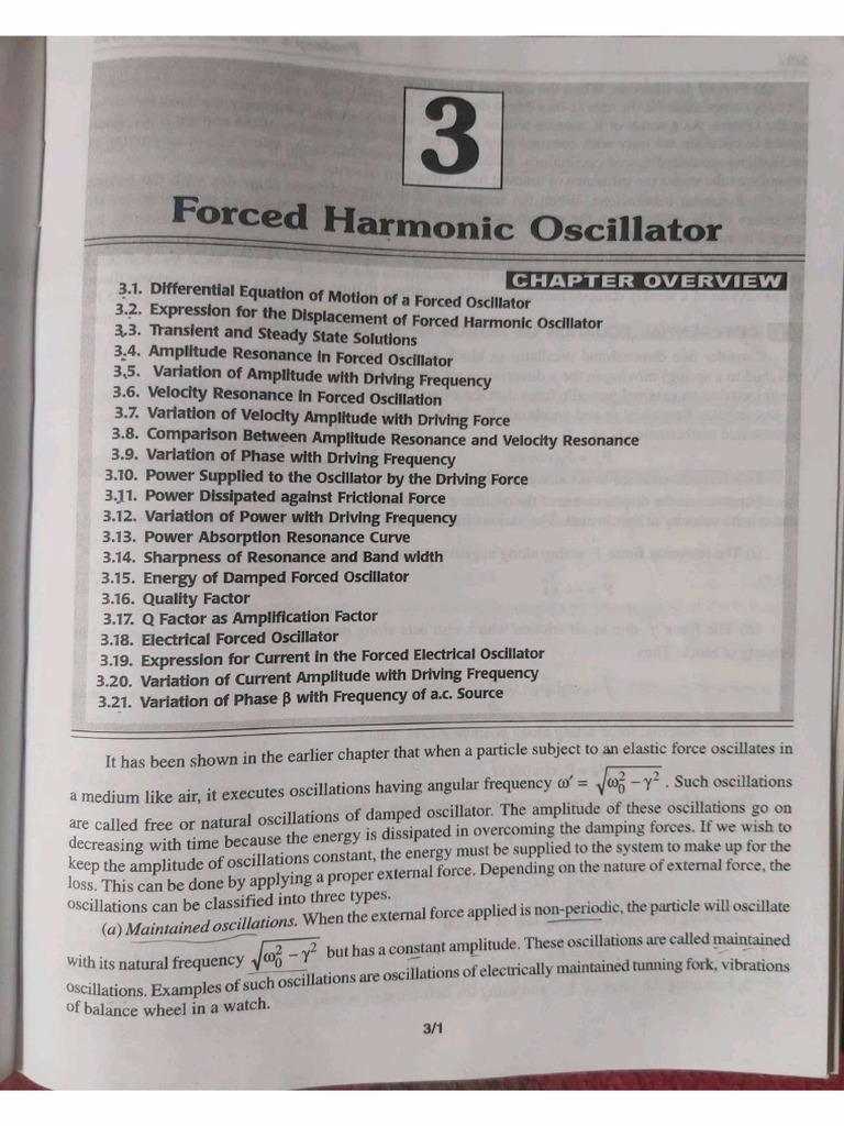 Unit III Part (III) Forced Harmonic Oscillator PDF | PDF