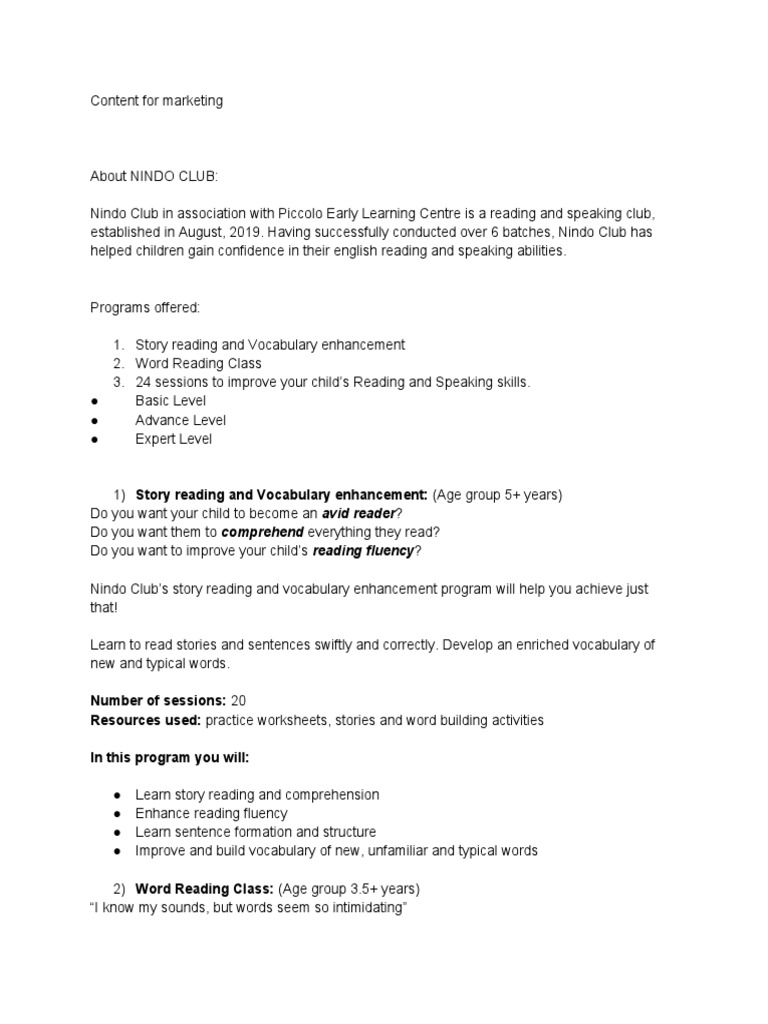 Marketing Content | PDF | Phonics | Reading Comprehension