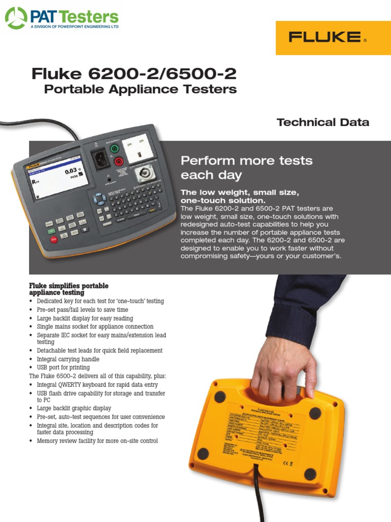 Fluke 6200-2/6500-2: Portable Appliance Testers | PDF | Mains ...