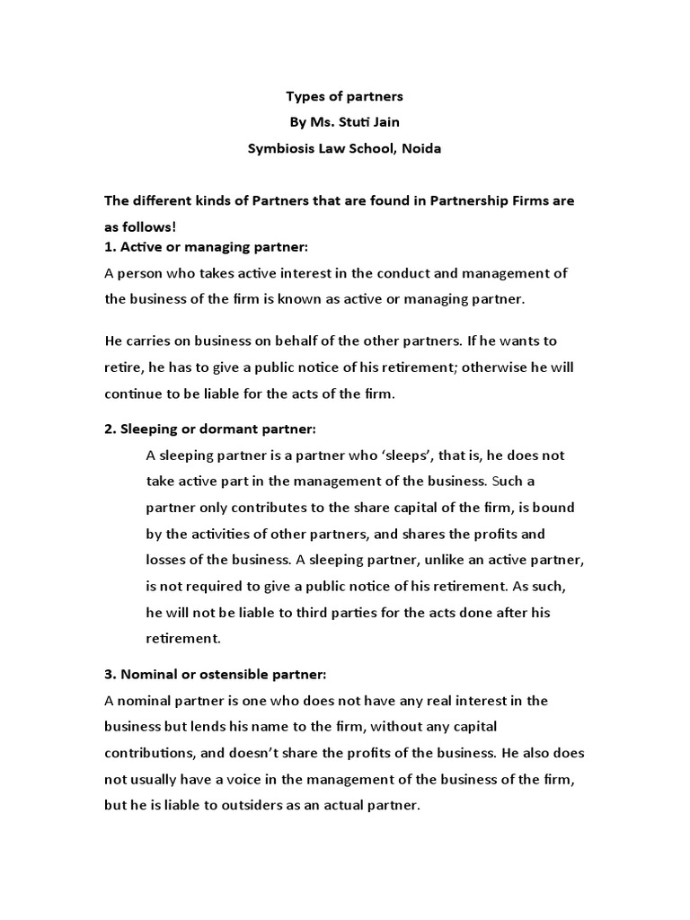 Types of Partners - AM-II-SM | PDF | Partnership | Limited Partnership