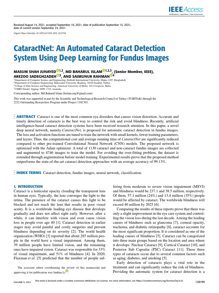 CataractNet An Automated Cataract Detection System Using Deep Learning For Fundus Images | PDF ...