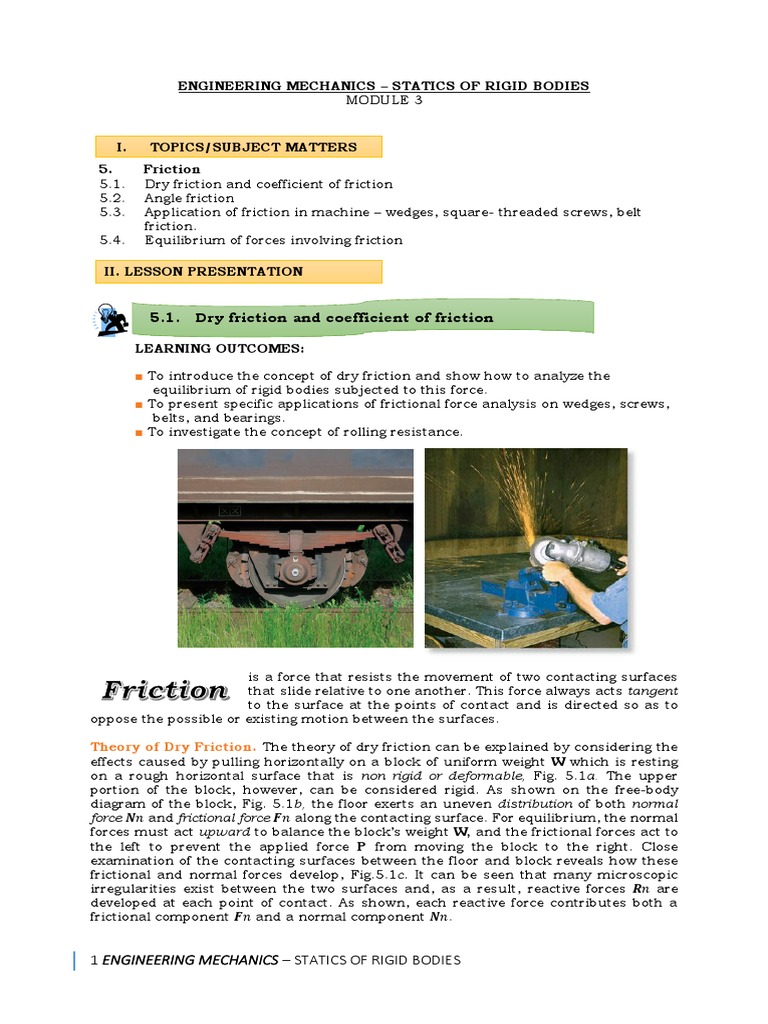 Engineering Mechanics Module 3 | PDF | Friction | Force