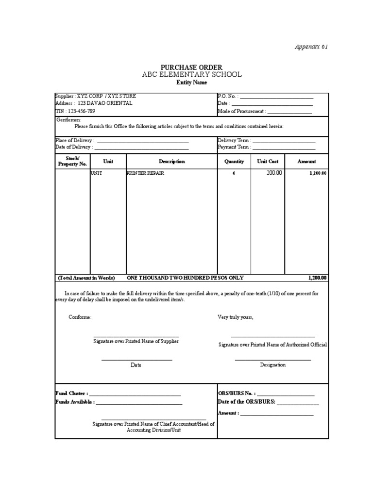 Abc Elementary School: Purchase Order | Download Free PDF | Value Added ...