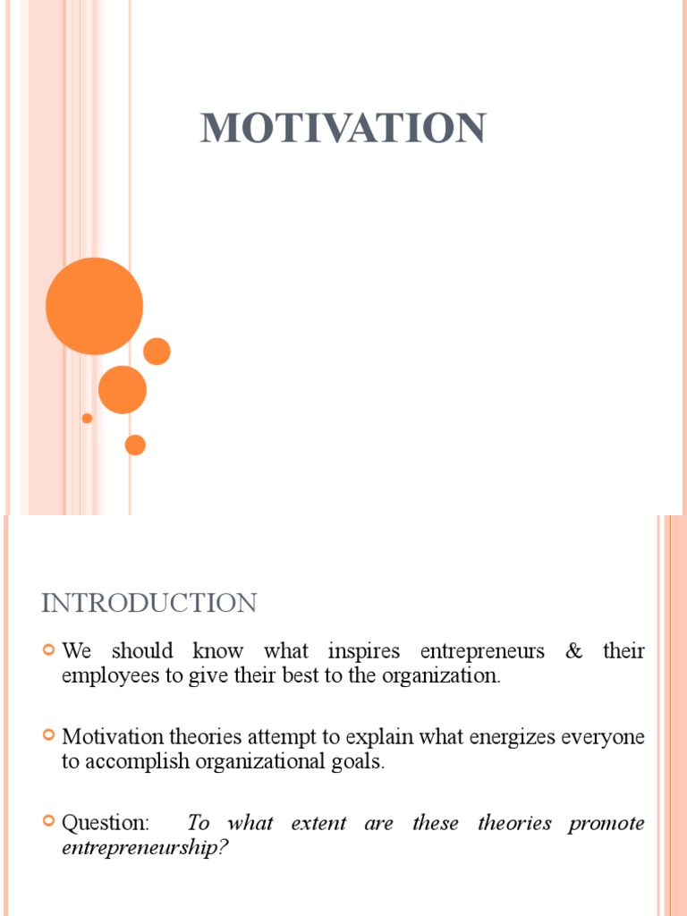 Theories of Entrepreneurial Motivation | PDF | Motivational | Motivation