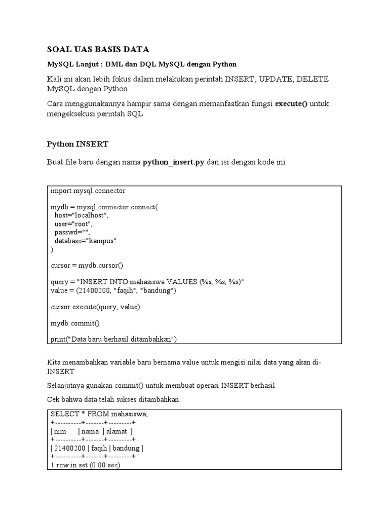 Soal Uas Basis Data | PDF | Komputer