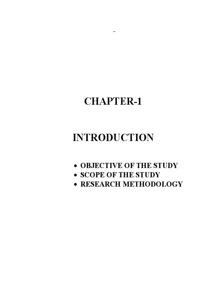 Chapter-1: Objective of The Study Scope of The Study Research ...