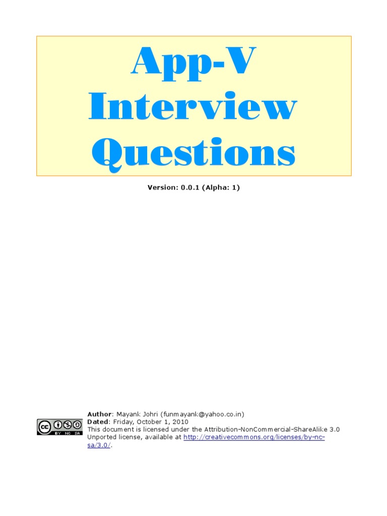 App-V Interview Questions Overview | PDF | Computer Engineering ...