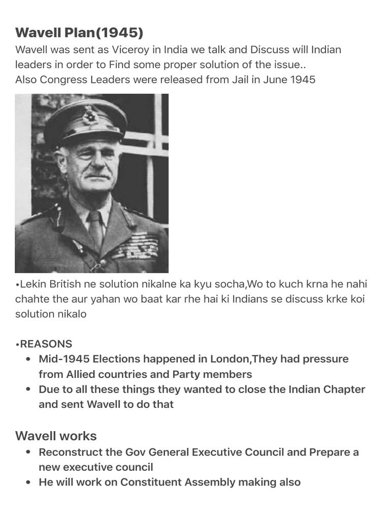 Wavell Plan (1945) | PDF | Indian National Congress | British Raj
