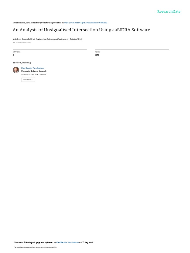 An Analysis of Unsignalised Intersection Using Aasidra Software | PDF