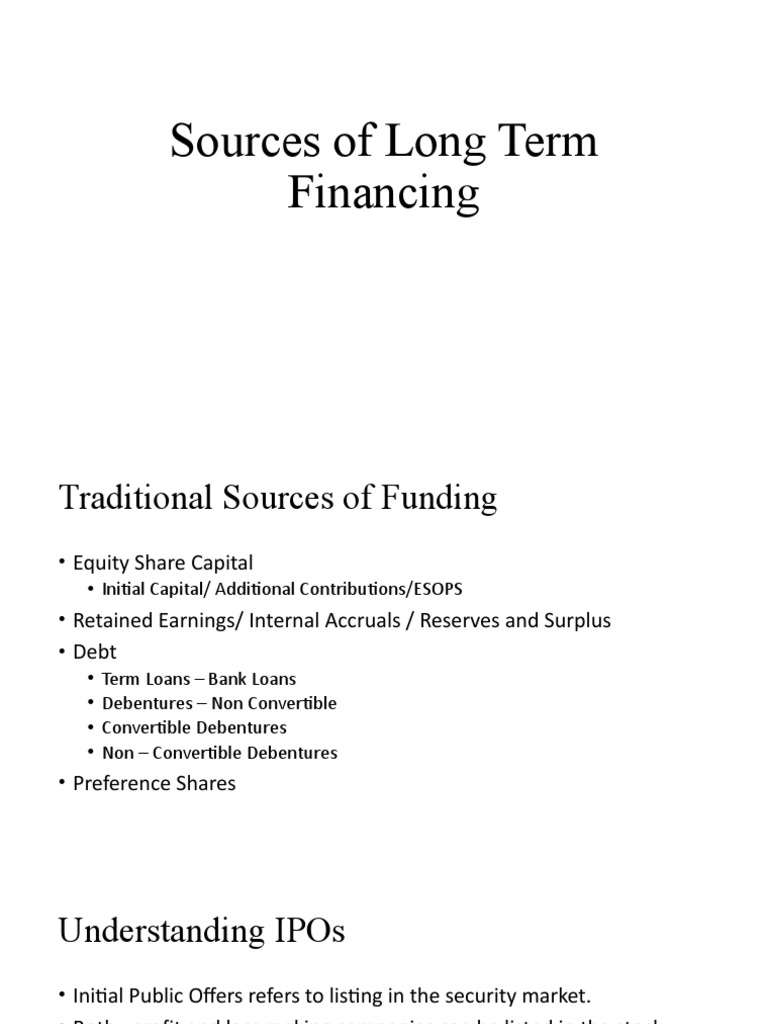 Sources of Long Term Financing | PDF | Securities (Finance) | Financial ...