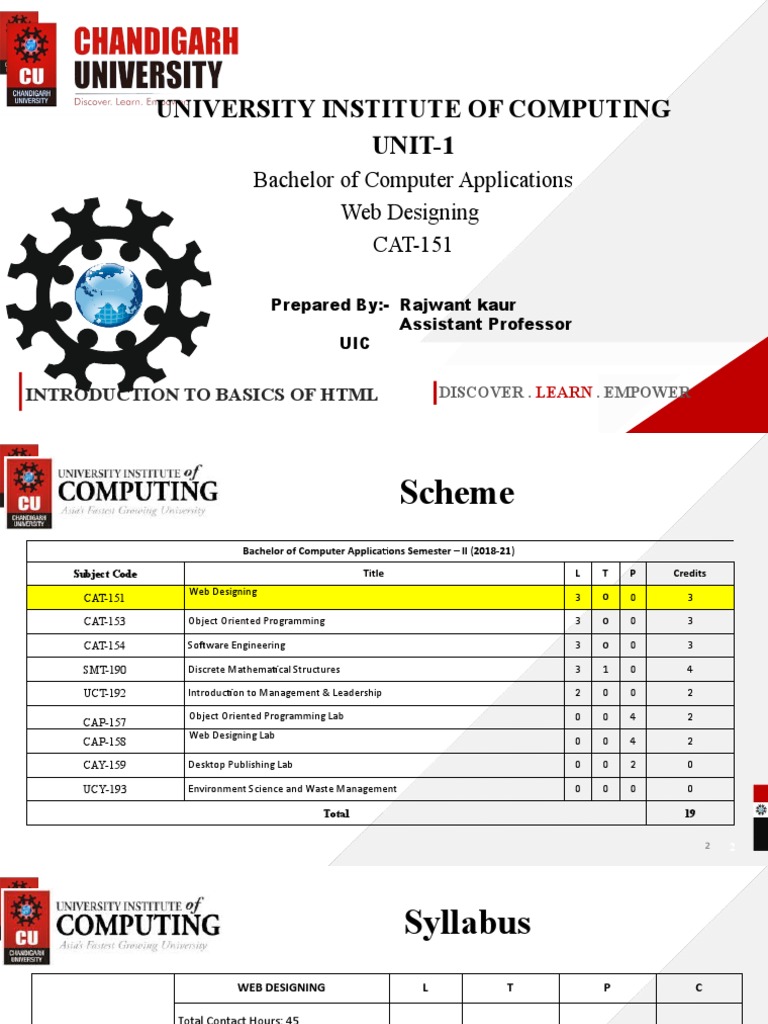 University Institute of Computing UNIT-1: Bachelor of Computer ...