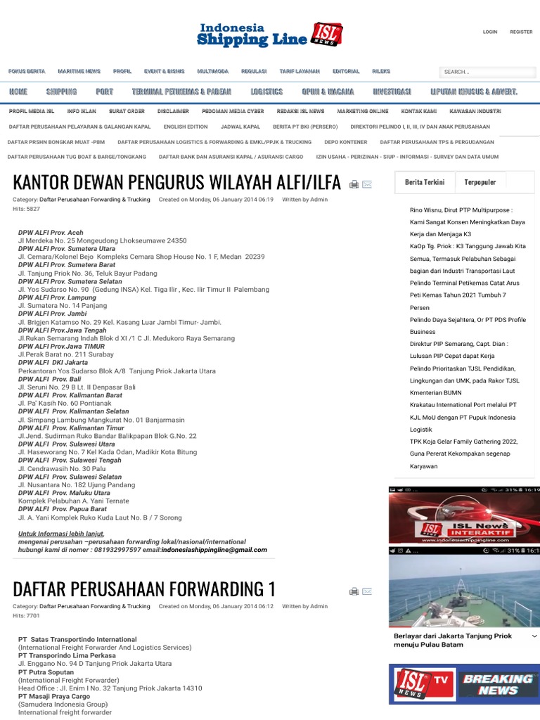 Daftar Perusahaan Logistics & Forwarding & EMKL - PPJK & Trucking | PDF