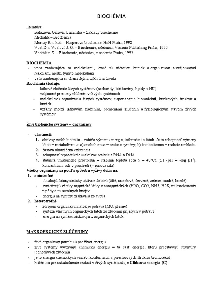 BIOCHÉMIA? 2. Ročník | PDF