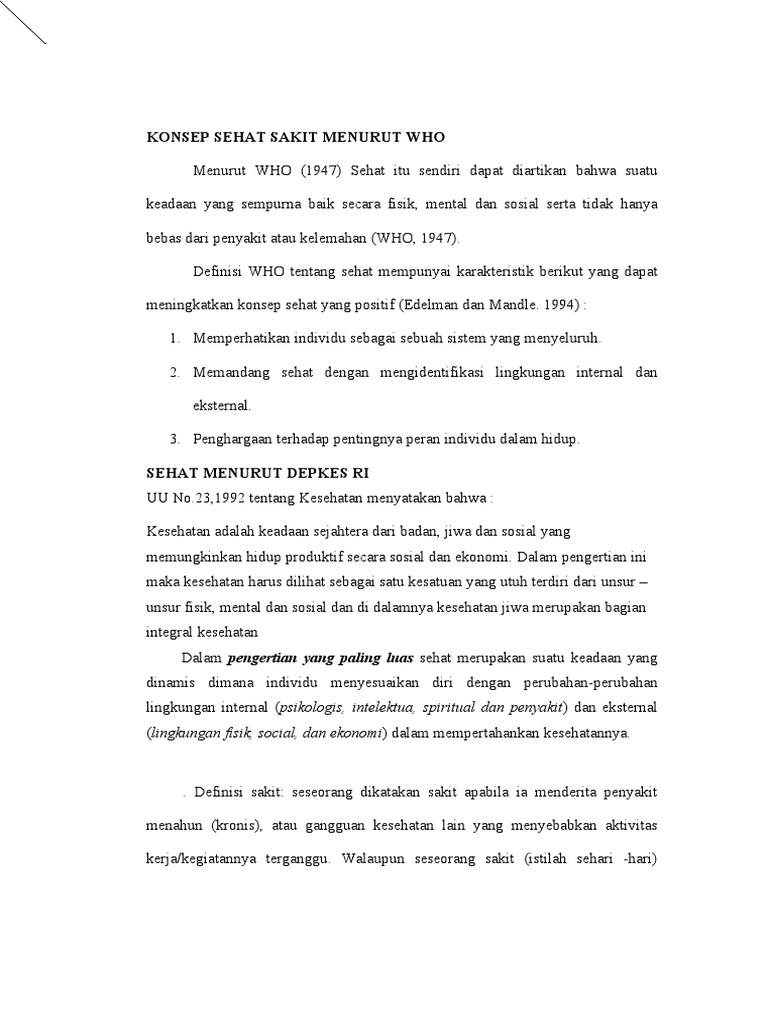 Konsep Sehat Sakit Menurut Who | PDF