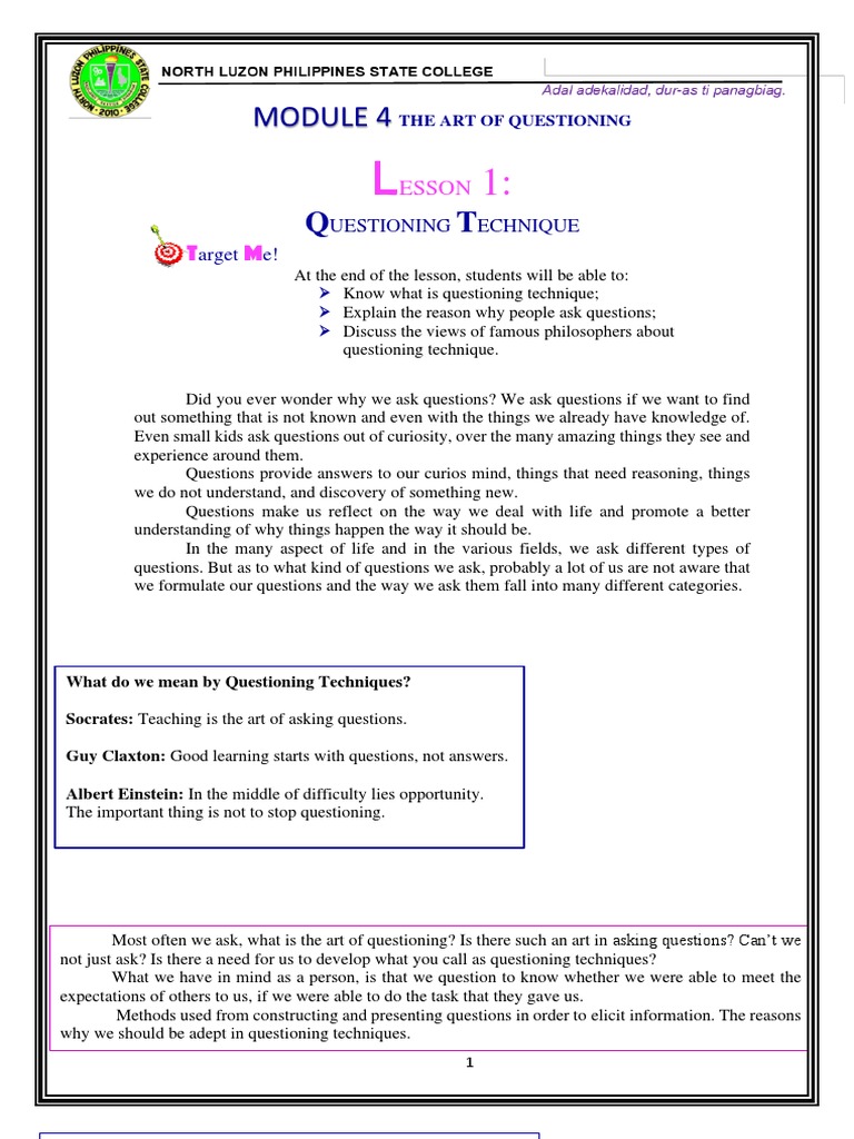 CBE MODULE 4 Elect-1 Lesson 1-2 | PDF | Question | Understanding