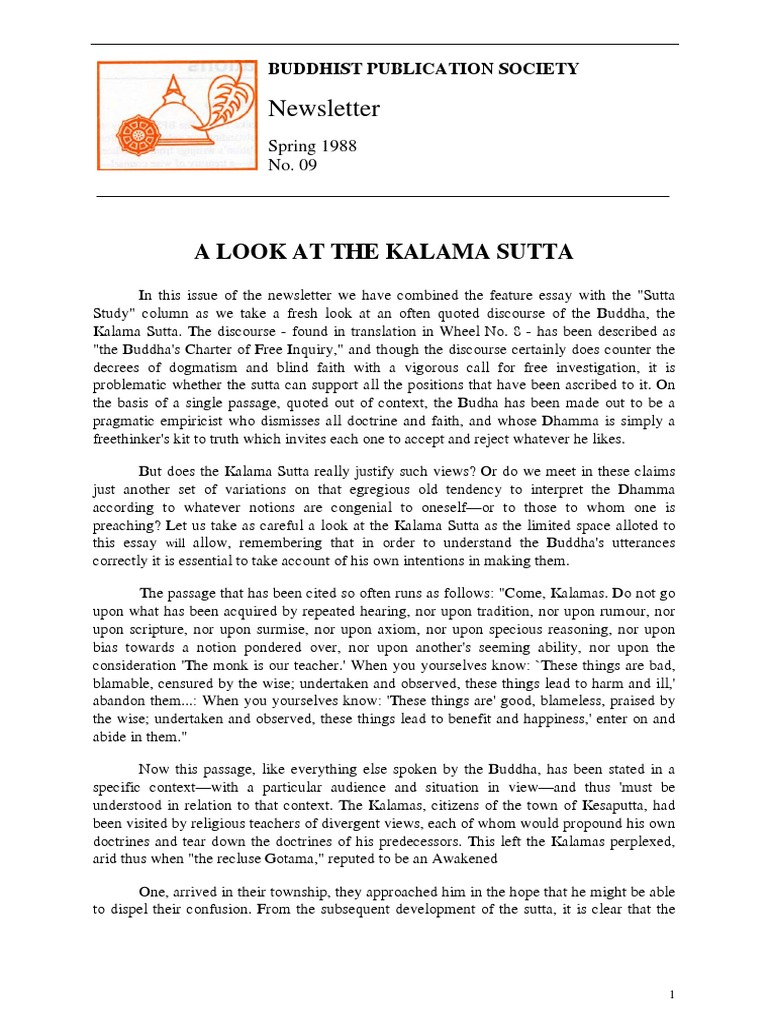 Kalama Sutta Analysis & Sariputta's Life | PDF | Gautama Buddha | Noble ...