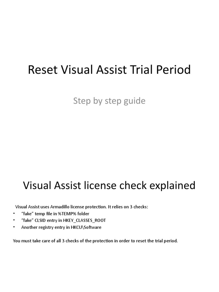 Resetting Visual Assist Trial Period Guide | PDF