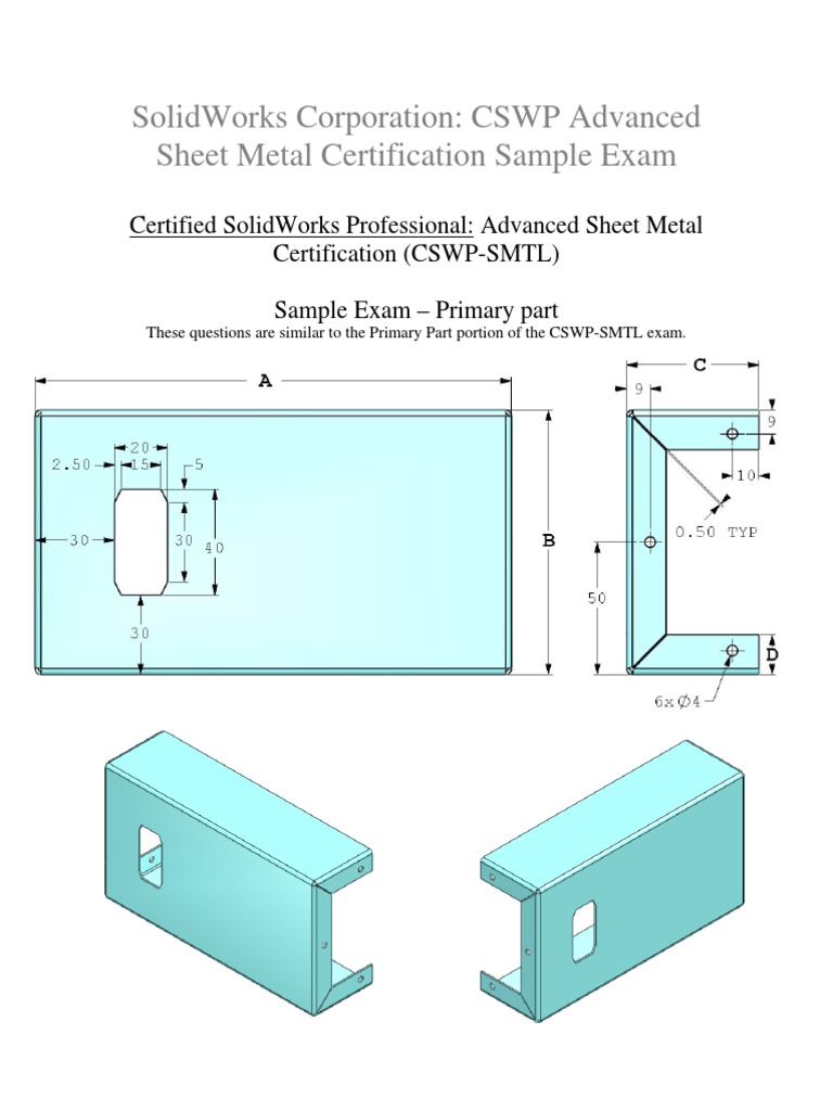 Solidworks Corporation: CSWP Advanced Sheet Metal Certification Sample ...