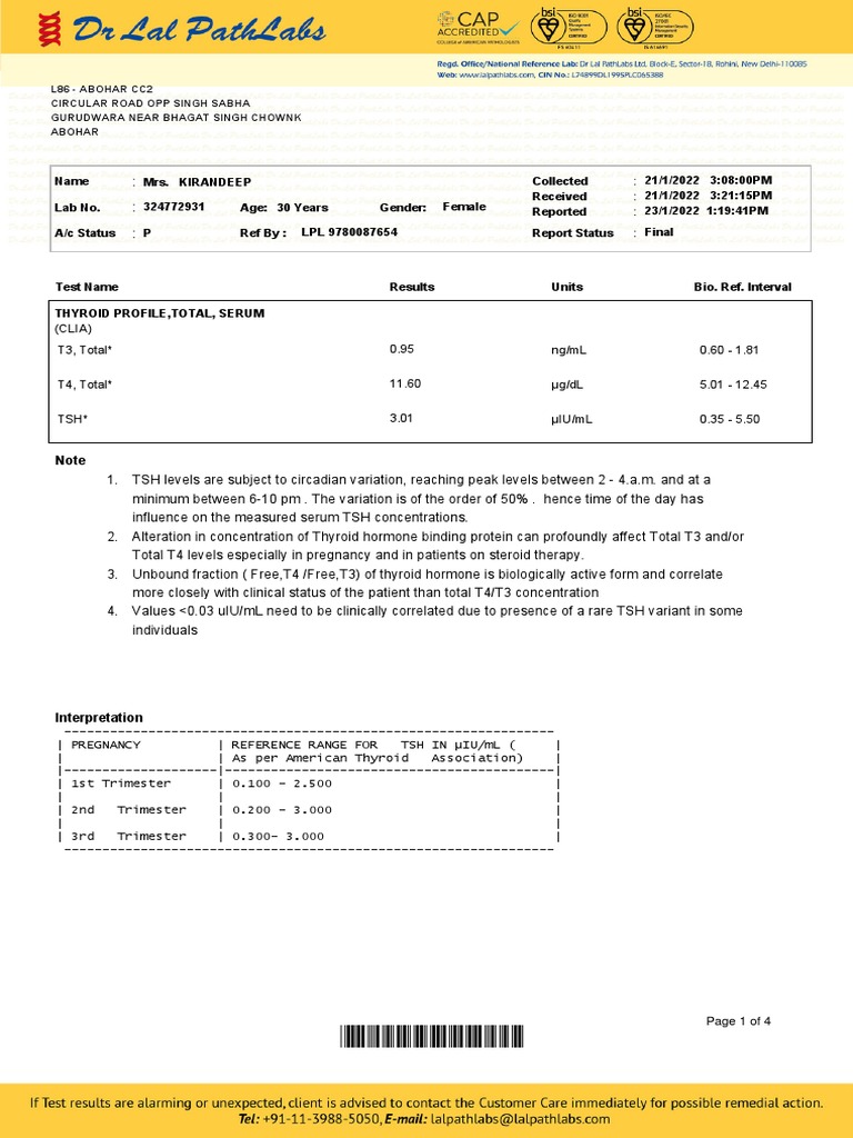 Thyroid and Autoantibody Test Report | PDF | Thyroid Stimulating ...