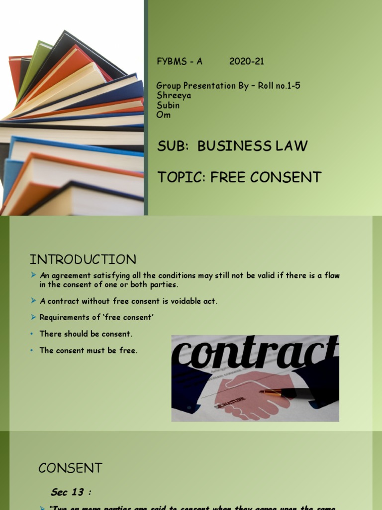 Business Law Presentation | PDF | Misrepresentation | Consent