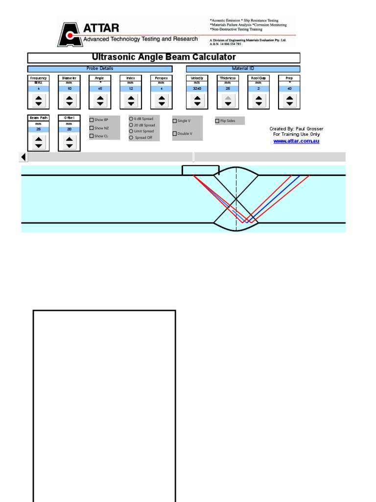 Ultrasonic Angle Beam Calculator: Probe Details Material ID | PDF ...