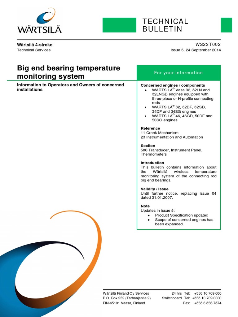 Big End Bearing Temperature Monitoring System - ws23t002 - 05gb | PDF ...