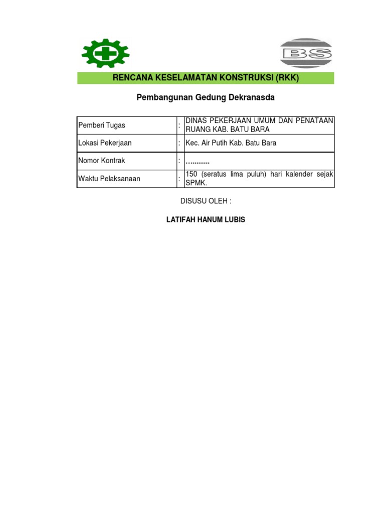 Rencana Keselamatan Konstruksi (RKK) | PDF