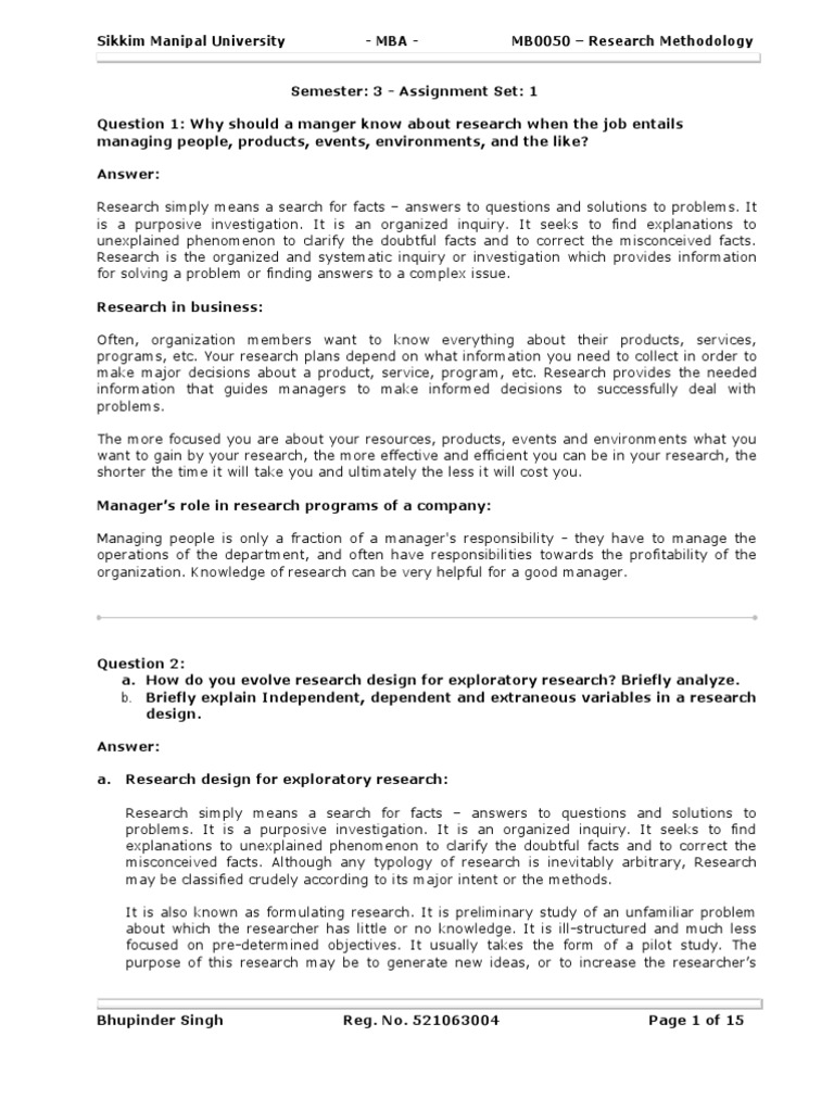 Assignment - MB0050 - Research Methodology - Set 1 | PDF | Arithmetic ...
