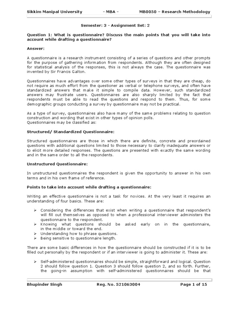 Assignment - MB0050 - Research Methodology - Set 2 | PDF ...