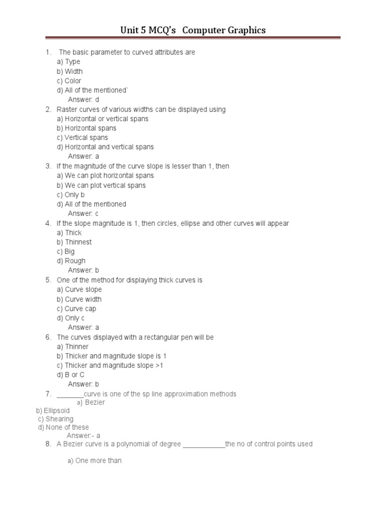 UNIT 5 CGAR MCQs | PDF | Interpolation | Mathematics