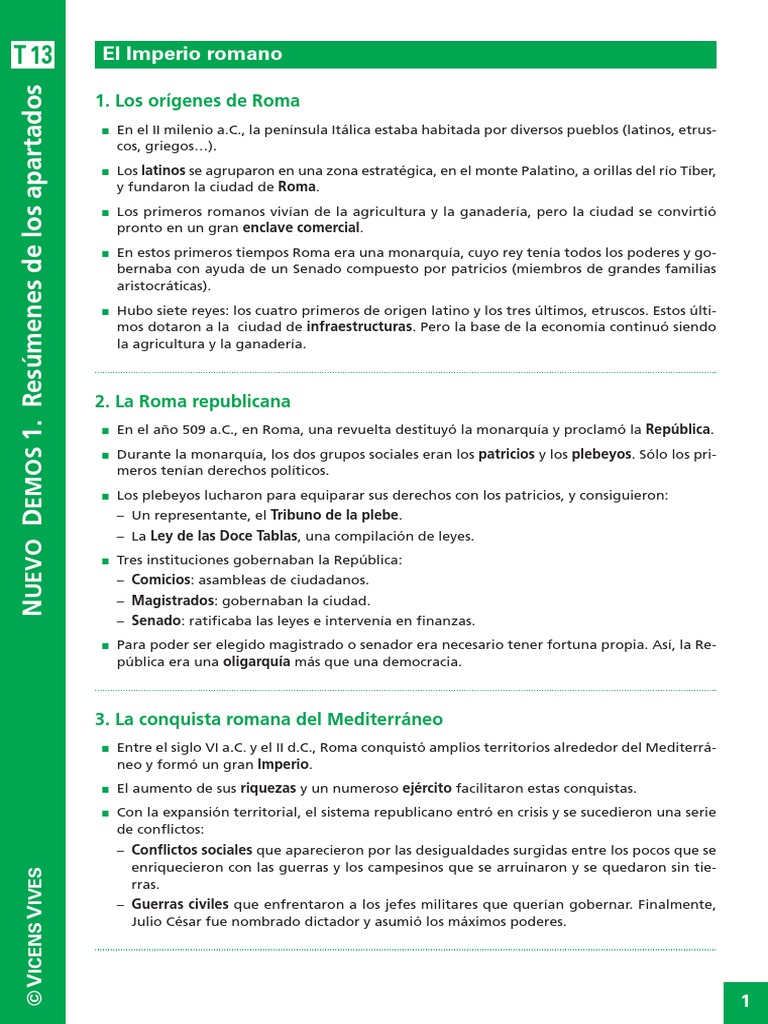 Tema 13 El Imperio Romano | PDF | imperio Romano | Roma antigua