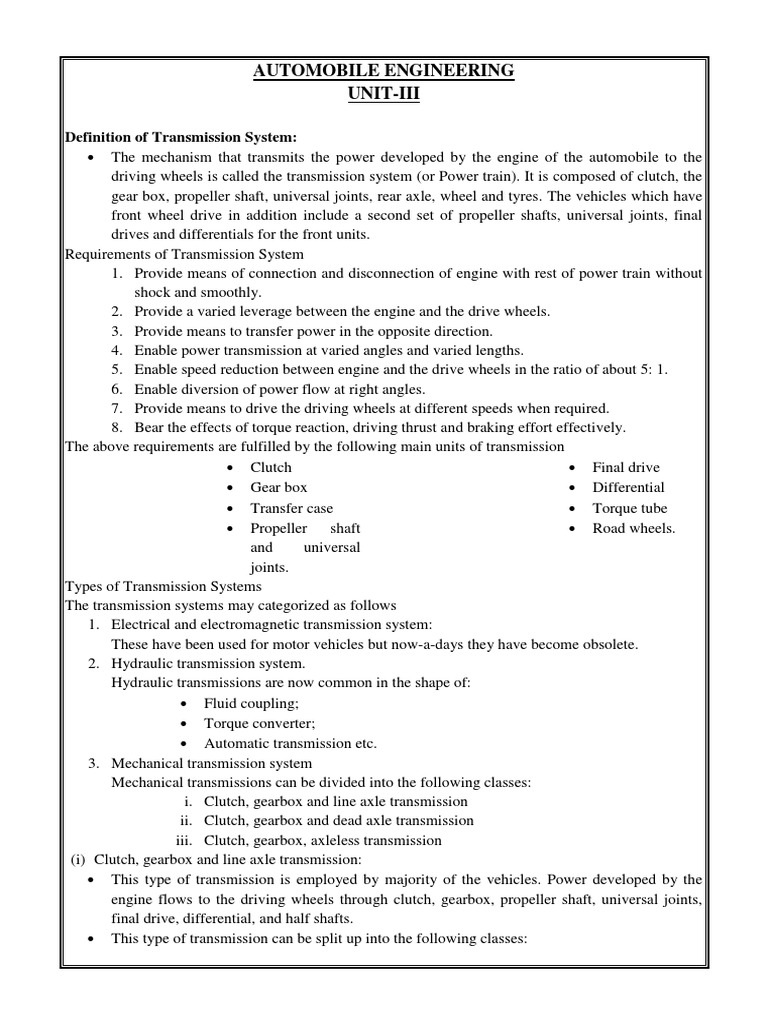 Transmission System | PDF | Clutch | Transmission (Mechanics)