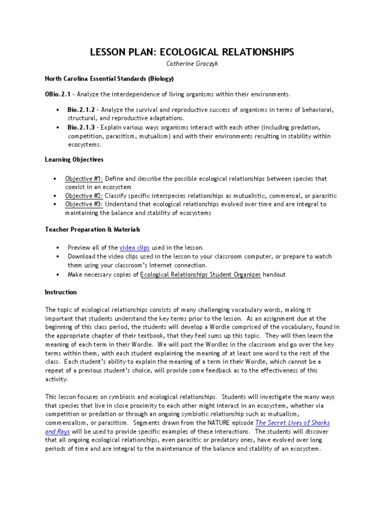 Ecological Relationships Wordle | PDF | Ecology | Symbiosis