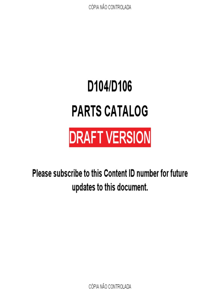Draft Version: D104/D106 Parts Catalog | PDF | Tools | Manufactured Goods