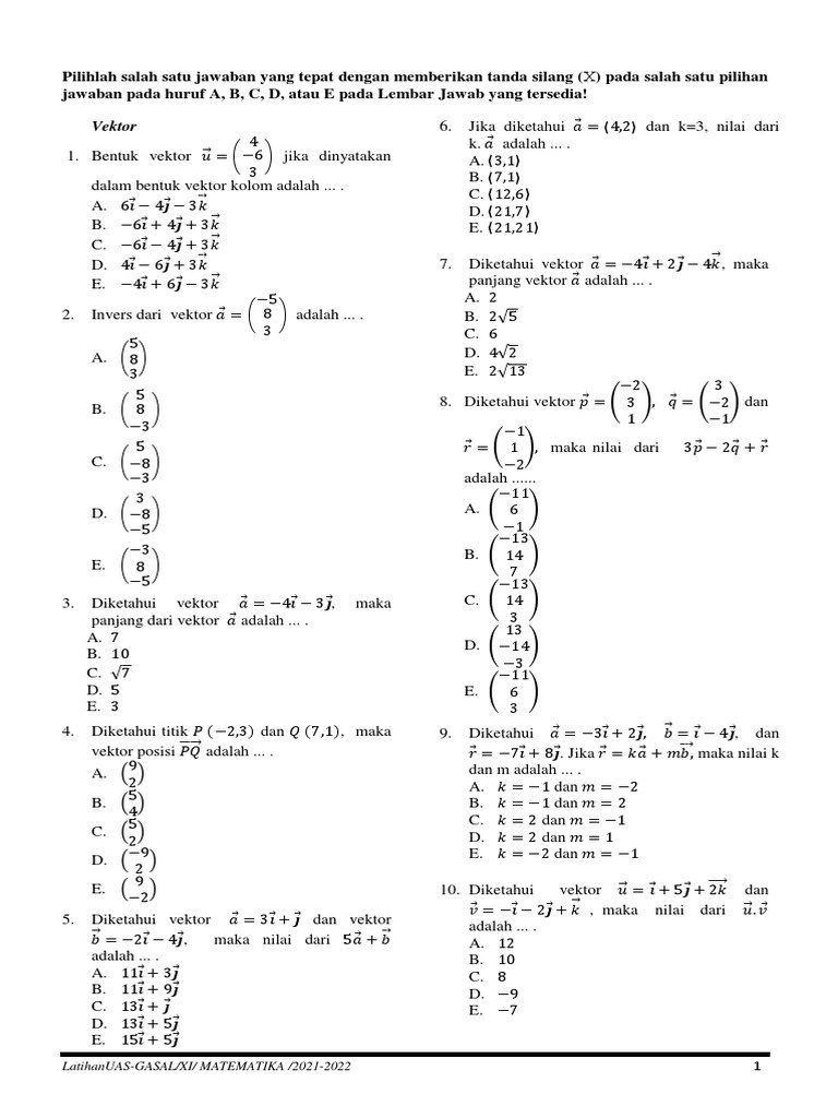 Soal Latihan MATEMATIKA XI Gasal 2021 | PDF | Metode & Bahan Ajar