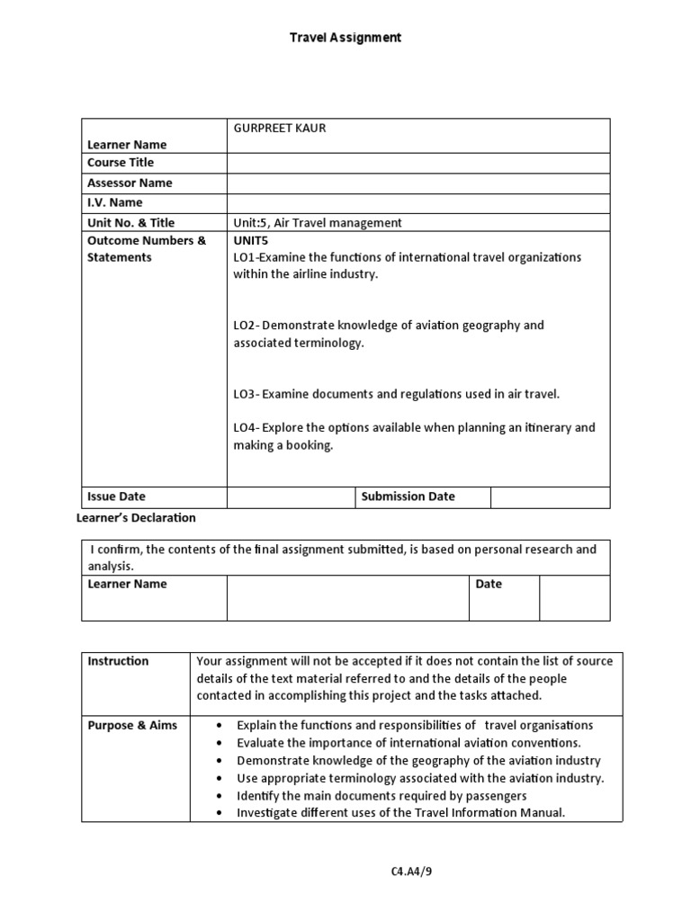 Air Travel Management Assignment Guide | PDF | Tourism