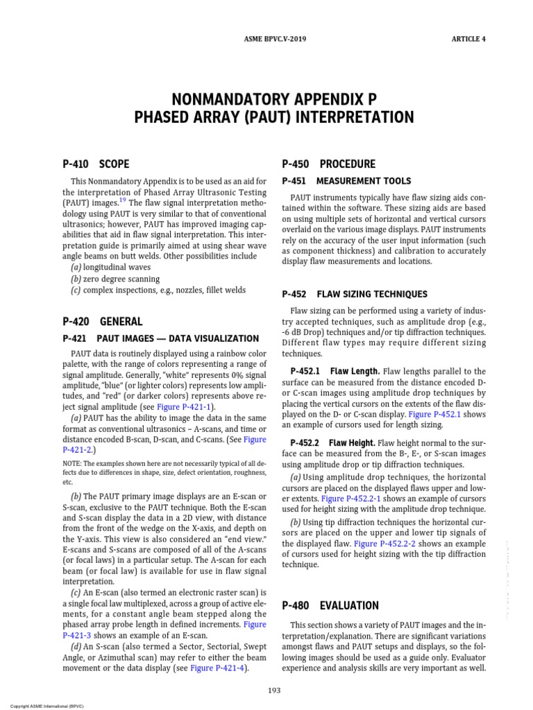 ASME Sec V ART 4 Ap P | PDF | Ultrasound