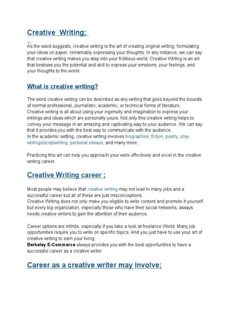 Creative Writing | Download Free PDF | Writers | Creative Writing
