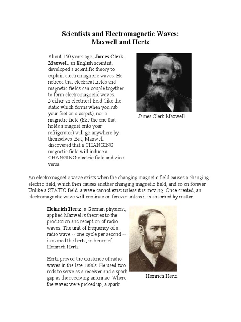 Scientists and Electromagnetic Waves: Maxwell and Hertz: Maxwell, An ...