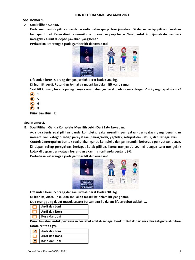 Contoh Soal Simulasi ANBK 2021 | PDF