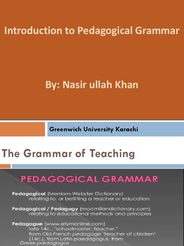 Pedagogical Grammar Introduction Lecture 1 | PDF | Grammar | Linguistics
