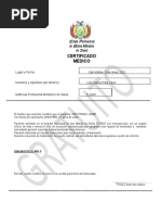 Certificado Médico: Estado Plurinacional de Bolivia Ministerio de Salud | PDF
