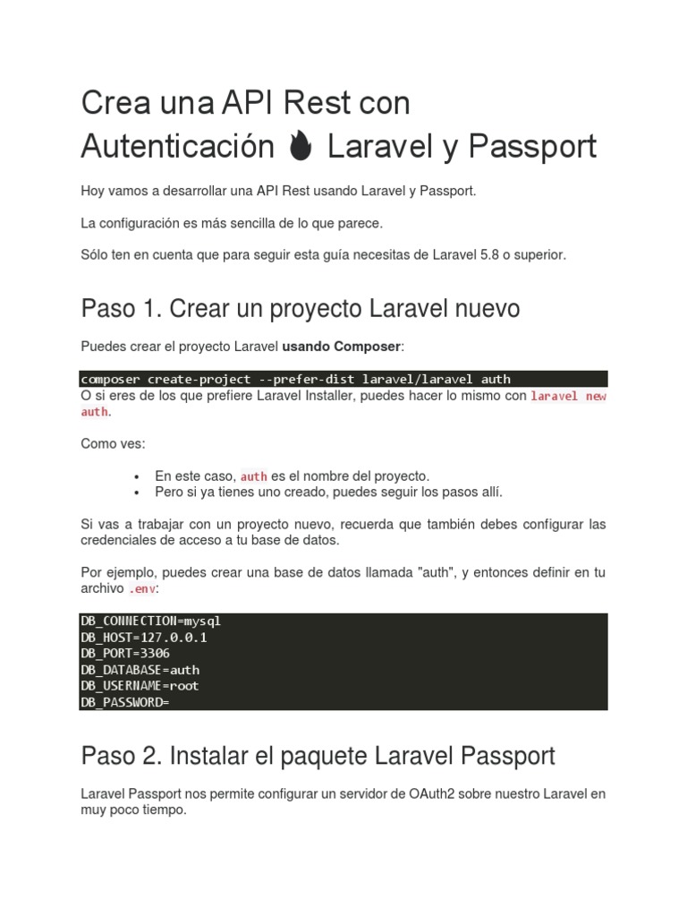 Crea Una API Rest Con Autenticación ? Laravel y Passport | PDF | Json ...