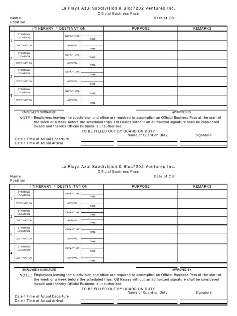 Bloc Official Business Form | PDF