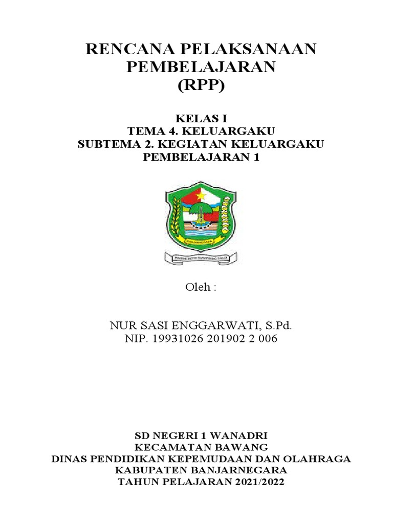 RPP Kelas 1 Tema 4 St2 Pb1 | PDF