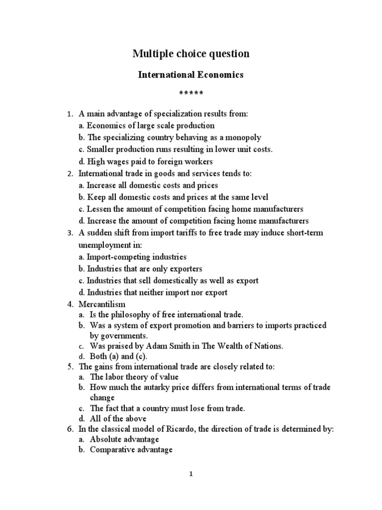 Multiple Choice Questions | PDF | Exchange Rate | Economic Surplus