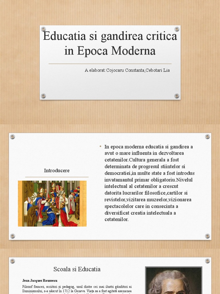 Educatia Si Gandirea Critica in Epoca Moderna | PDF