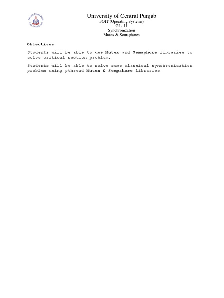 OS Lab 11 Mutex Semaphore | PDF | Thread (Computing) | Concurrent Computing