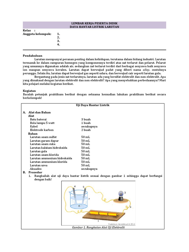 LKPD Daya Hantar Listrik Larutan | PDF